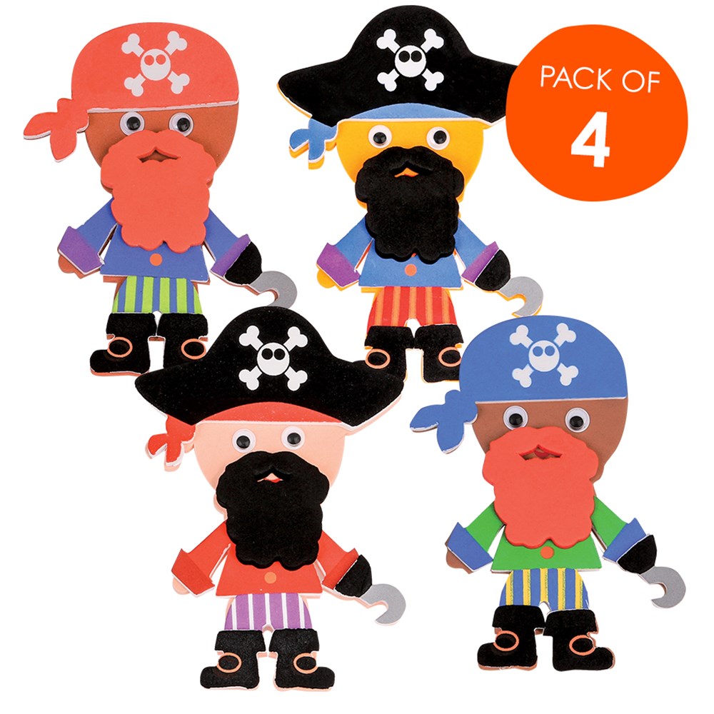 Foam Pirate Magnets Kit - Pack of 4 | Foam | CleverPatch - Art & Craft ...