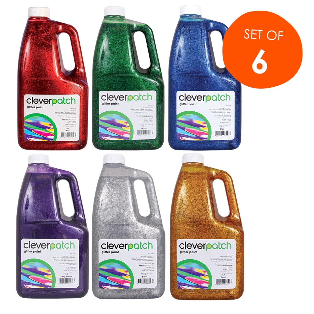 CleverPatch Glitter Paint - Set of 6 Colours | Glitter Paint ...