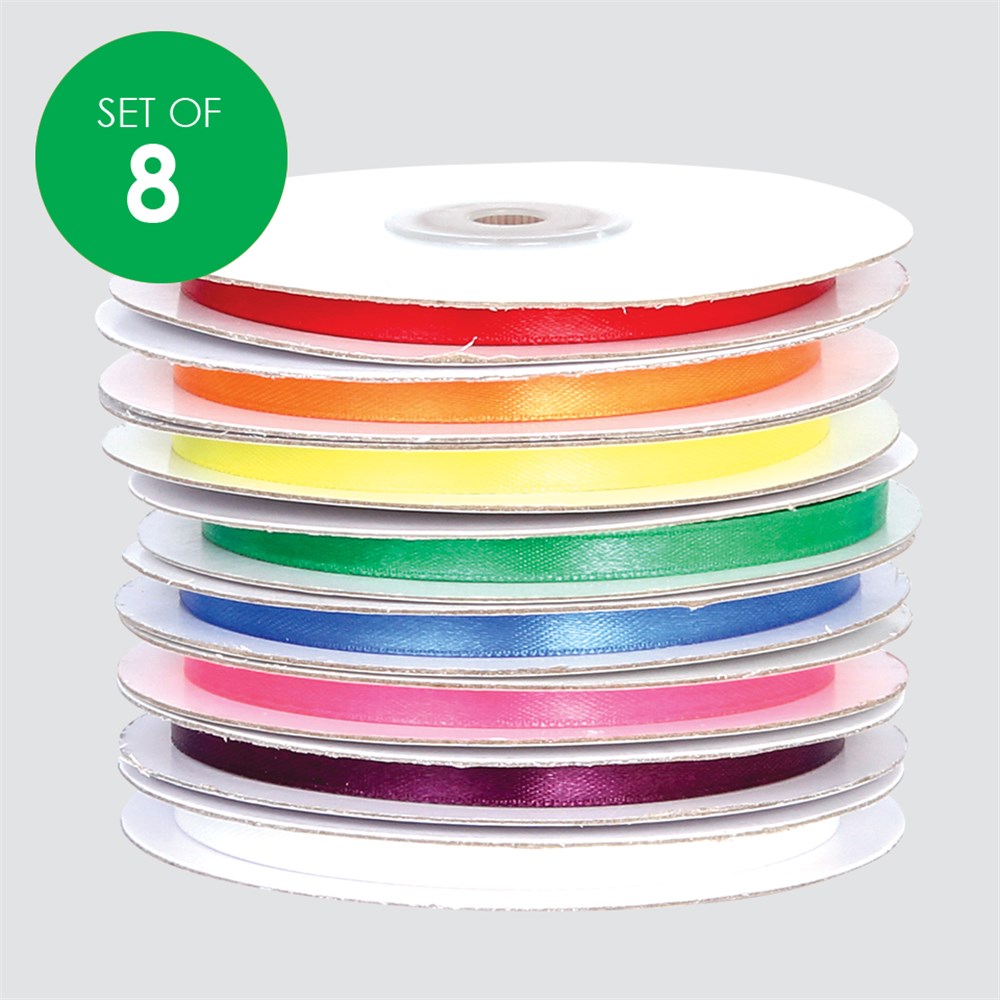 Satin Ribbon - 25 Metres - Set of 8 colours | Sewing & Textiles ...