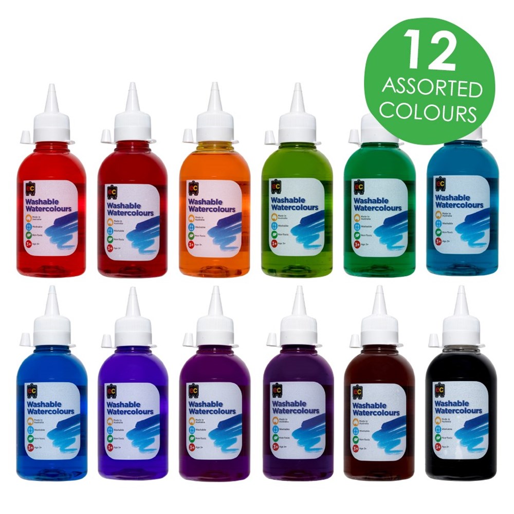 EC Liquid Watercolour - Set of 12 Colours - 250ml | Watercolour Paint ...