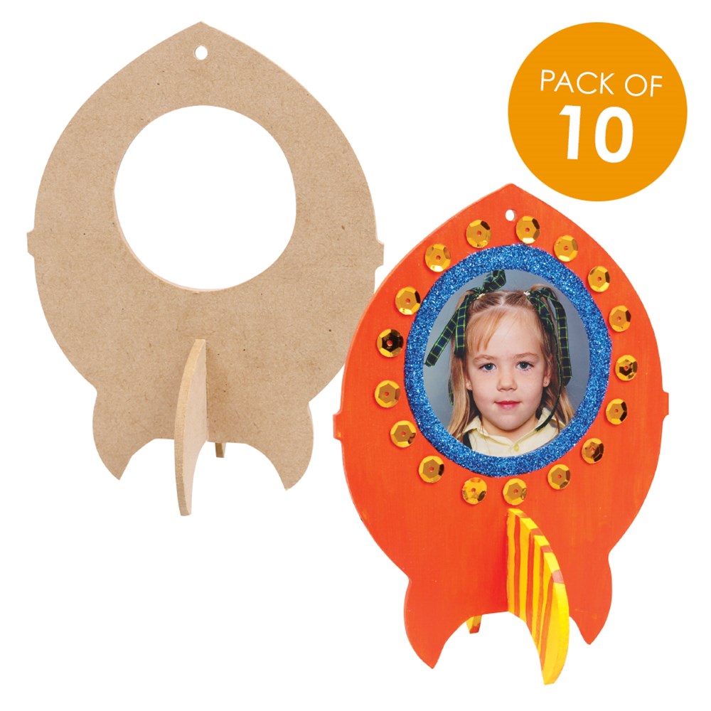 3D Wooden Rockets - Pack of 10 | CleverPatch - Art & Craft Supplies