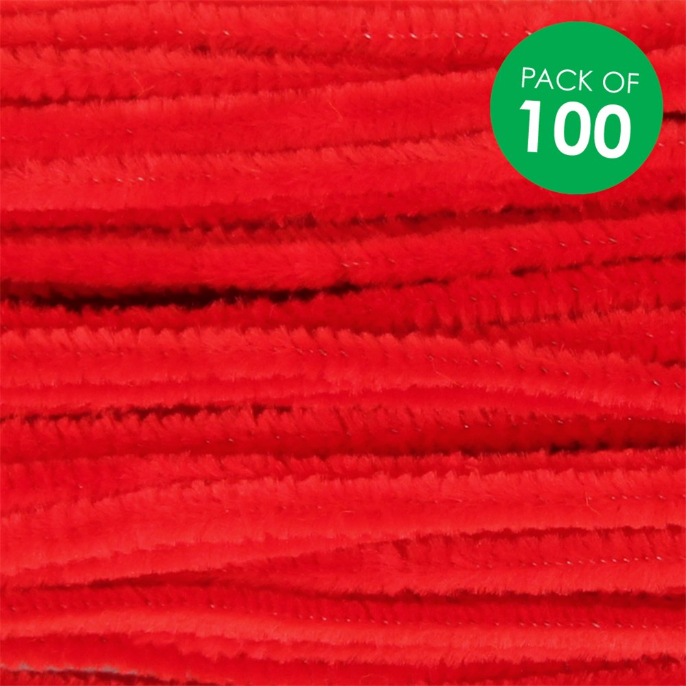 Chenille Stems - Red - Pack of 100 | CleverPatch - Art & Craft Supplies