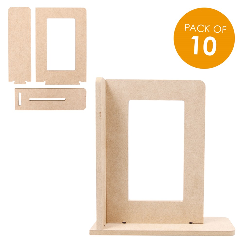3D Wooden Frame Bookends - Pack of 10 | CleverPatch - Art & Craft Supplies
