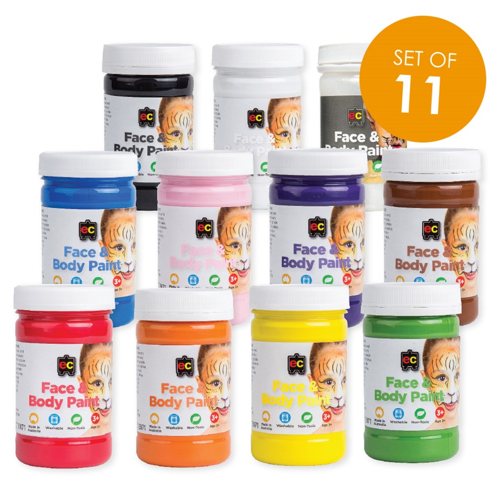 EC Face & Body Paint - 175ml - Set of 11 Colours | CleverPatch - Art ...