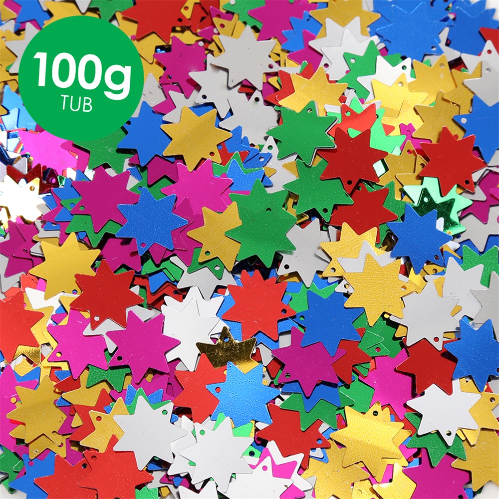Star Threading Sequins - Assorted - 100g Tub | Sequins & Rhinestones ...