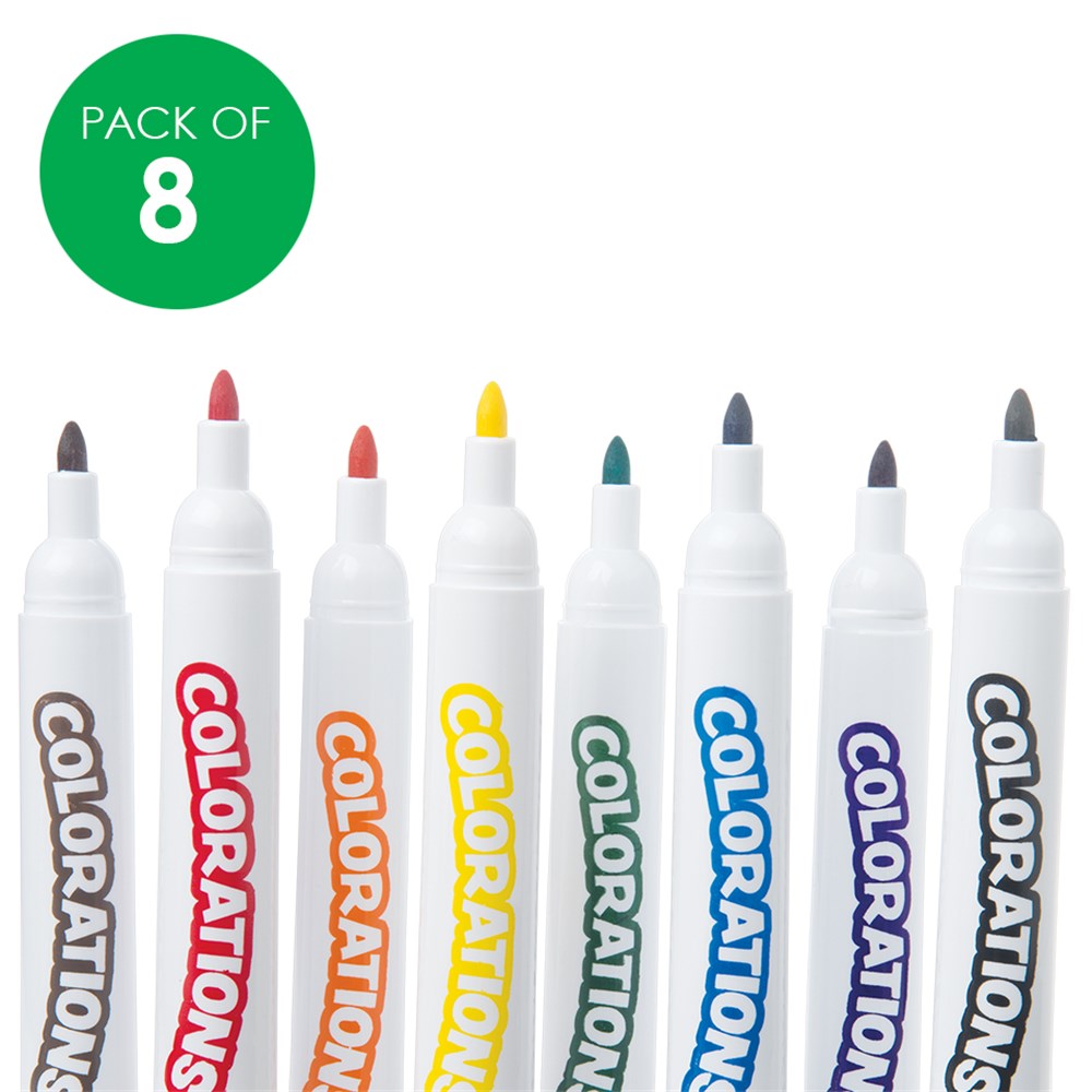 Colorations Dry Erase Markers - Bullet Tip - Pack of 8 - CleverPatch ...