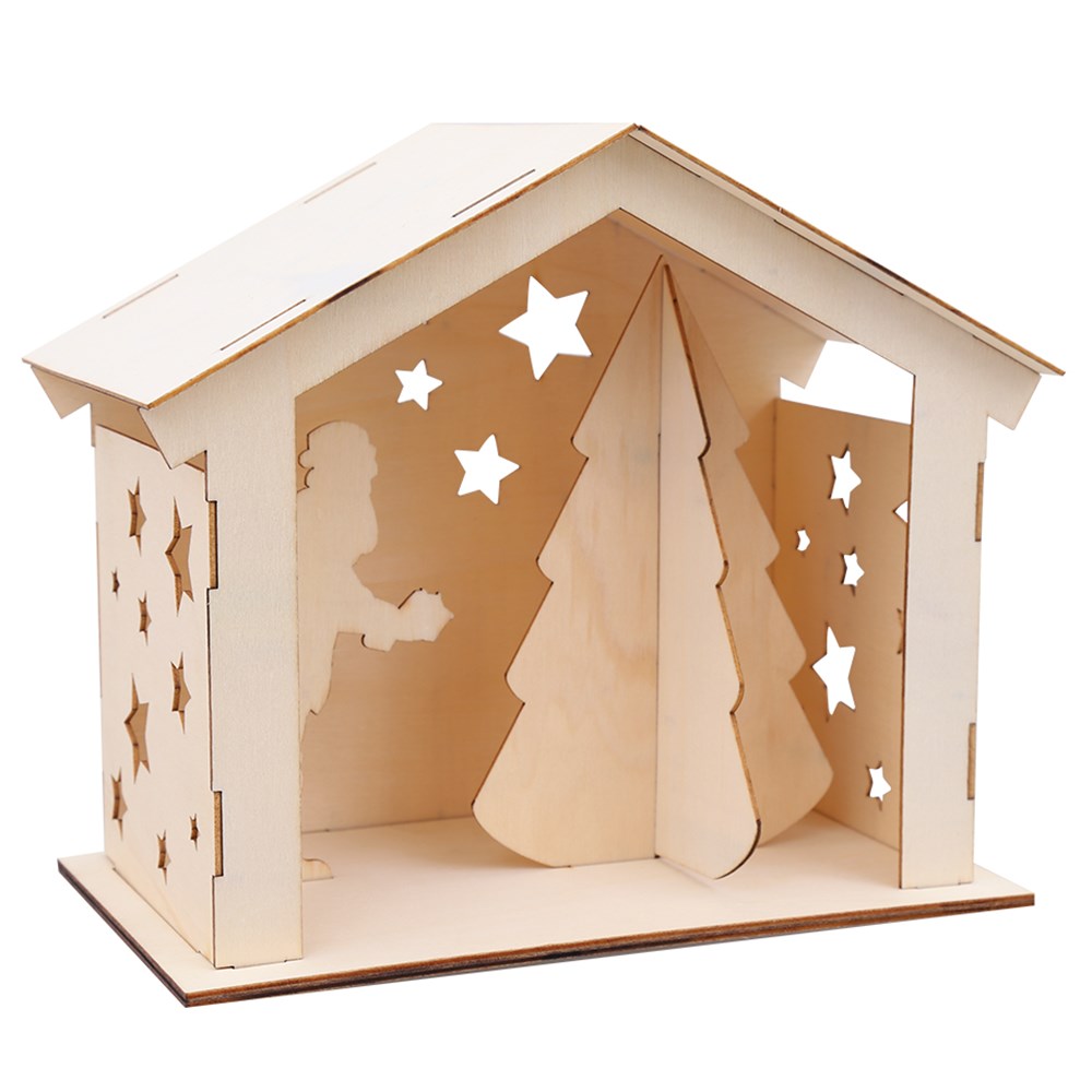 Wooden Santa House Diorama - Each - CleverPatch | CleverPatch - Art ...