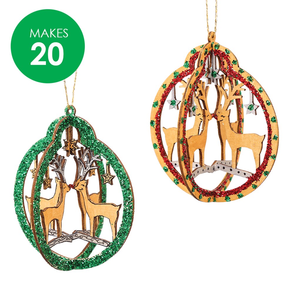Detailed Wooden Christmas Ornaments Group Pack - CleverPatch ...