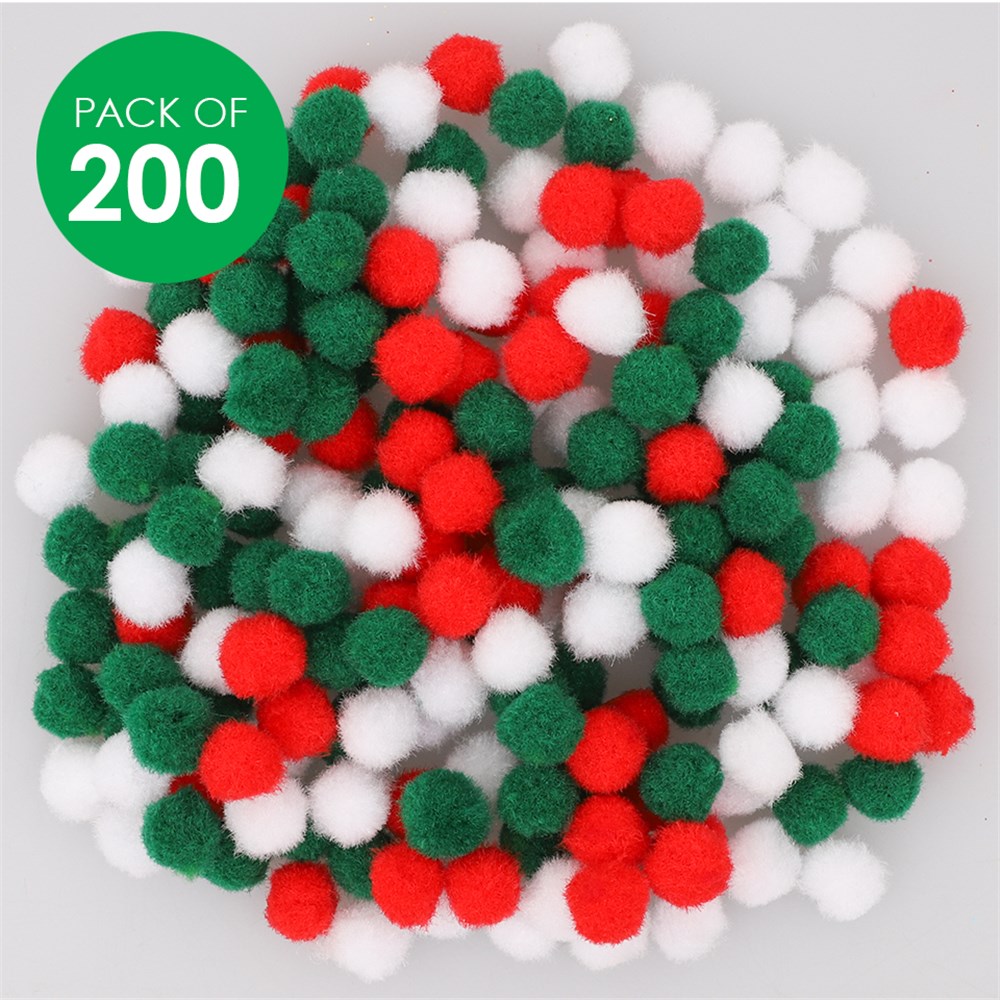 Christmas Pom Poms - Pack of 200 - CleverPatch | CleverPatch - Art ...