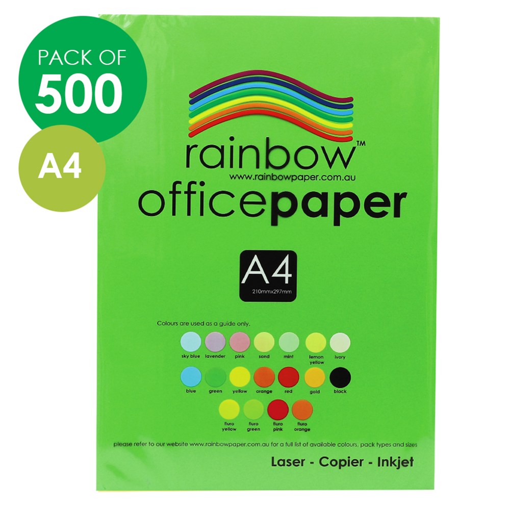 Rainbow Copy Paper - A4 - Green - Pack of 500 - CleverPatch ...