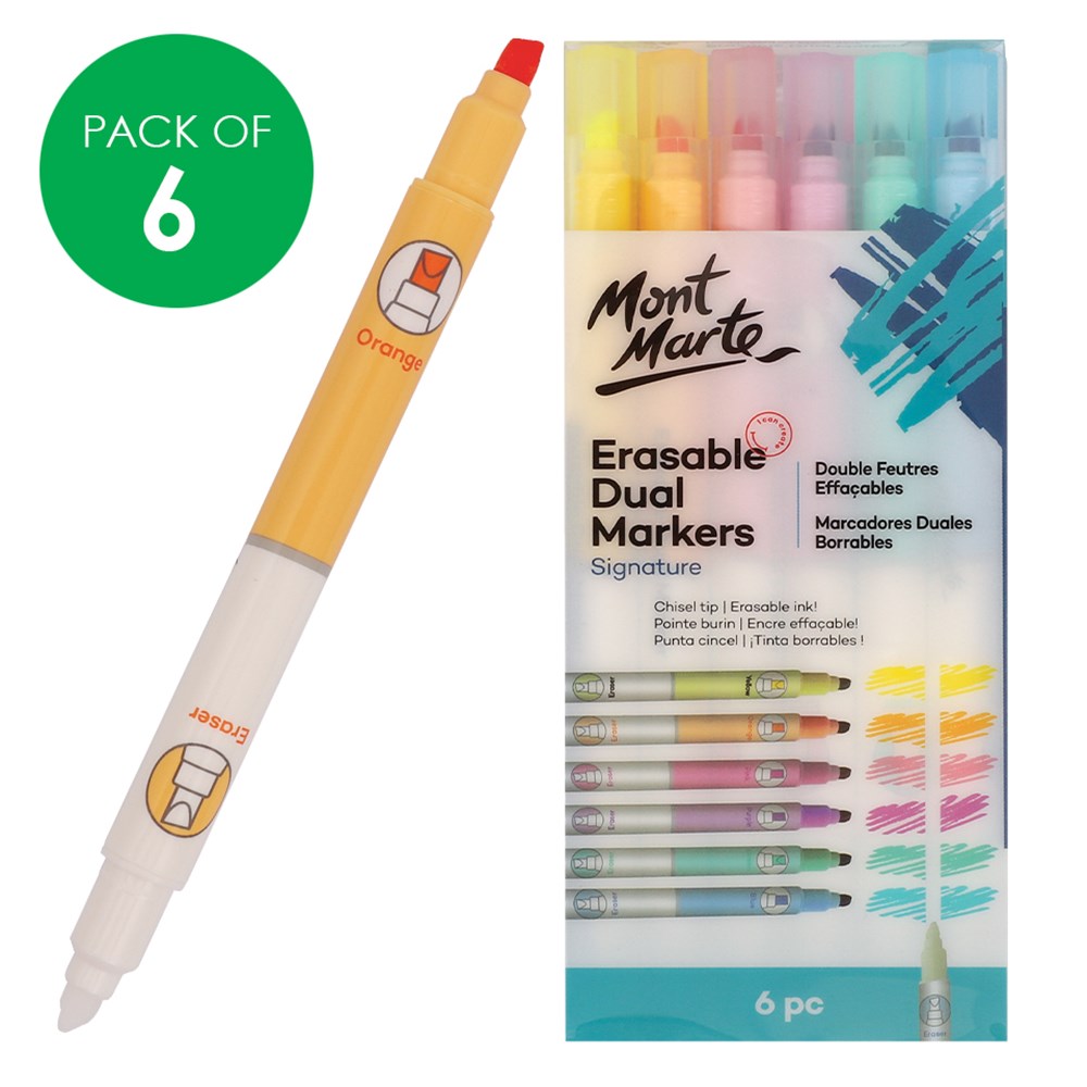 Mont Marte Erasable Dual End Markers - Pack of 6 - CleverPatch ...