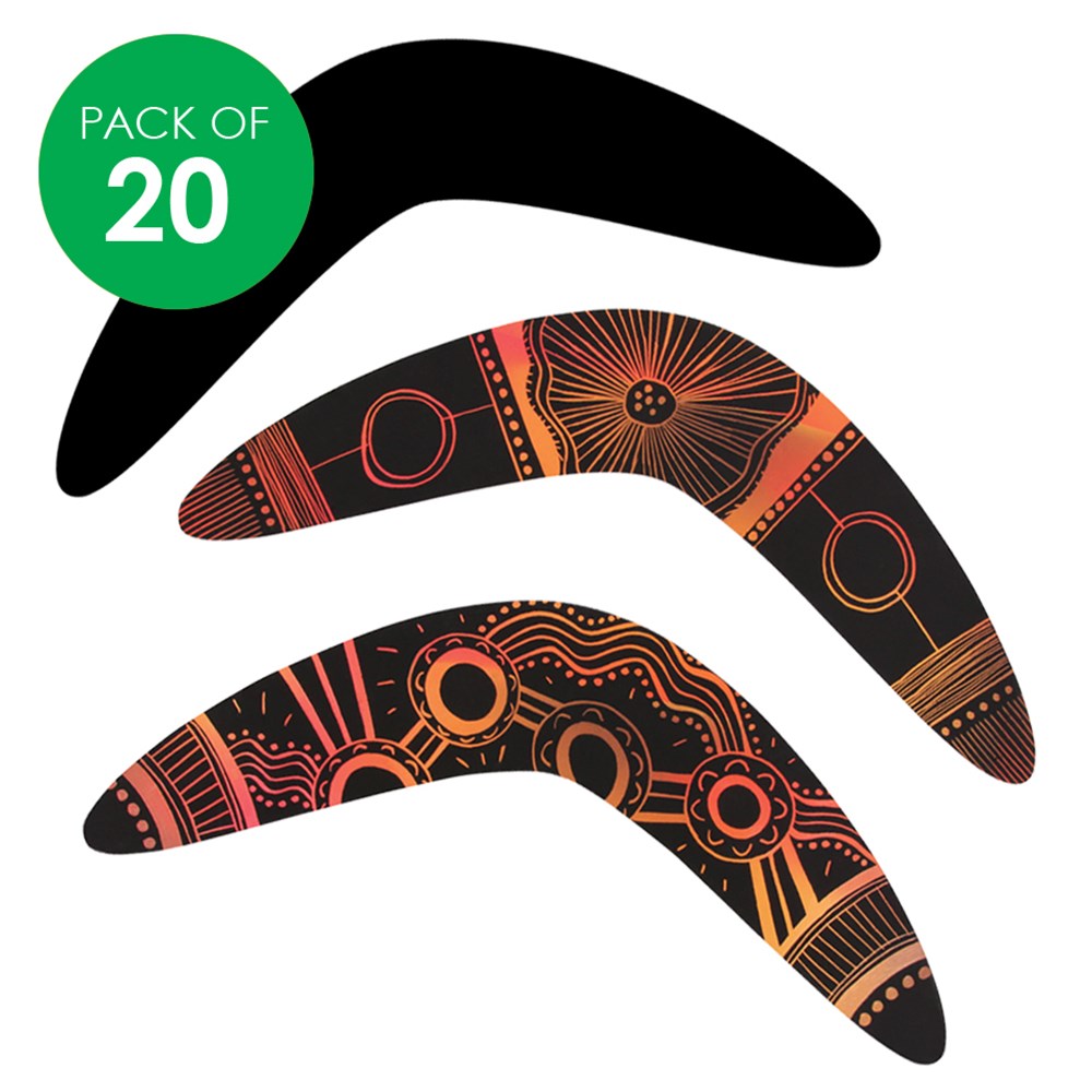 Scratch Board Shapes - Boomerangs - Pack of 20 - CleverPatch ...