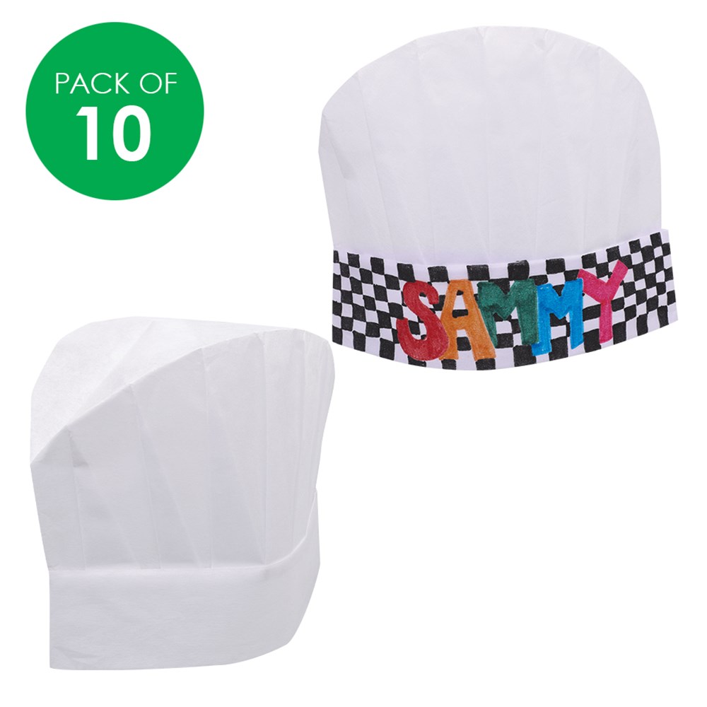 Material Chef's Hats - Pack of 10 - | CleverPatch - Art & Craft Supplies