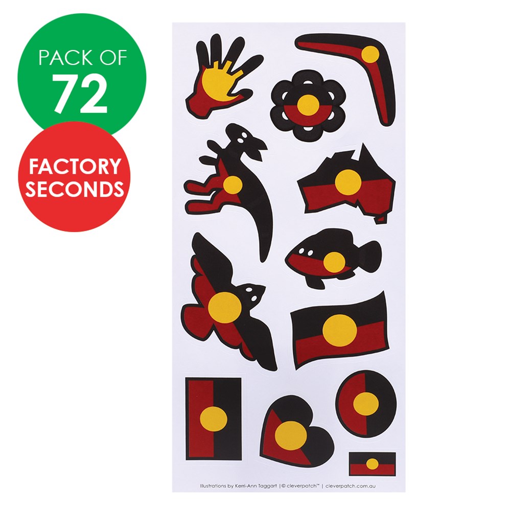 FACTORY SECONDS Indigenous Designed Flag Stickers - Pack of 72 - Clever ...