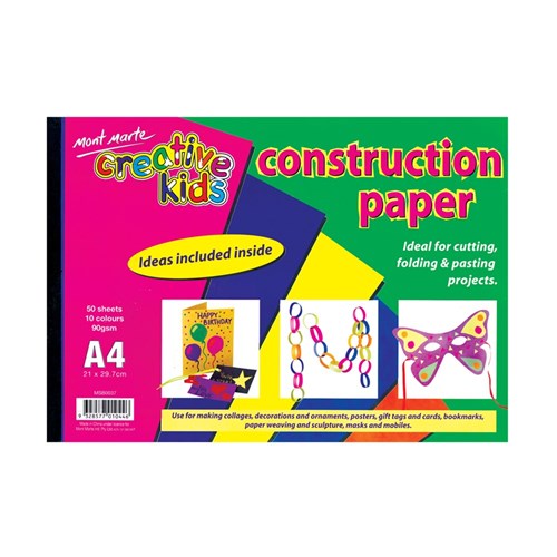 Construction Paper Pad - A4 - 50 Sheets | Coloured Paper | CleverPatch ...