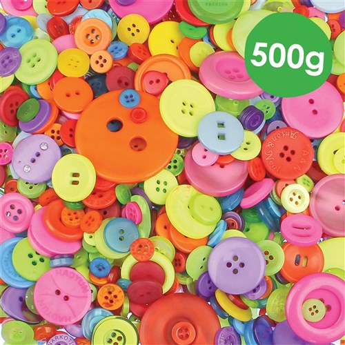 Assorted Buttons Pack - 500g Pack | Buttons - CleverPatch - Art & Craft ...