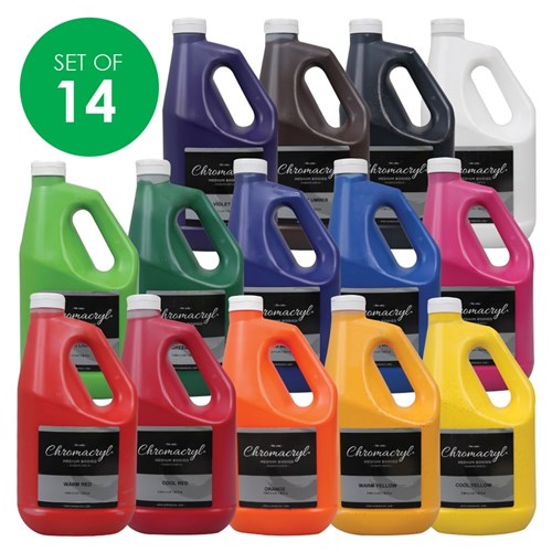 Chromacryl - 2 Litre - Set of 14 Colours | Chroma Paint | CleverPatch ...