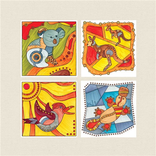 Cardboard Indigenous Animal Patterns - White - Pack of 4 | NAIDOC Week ...