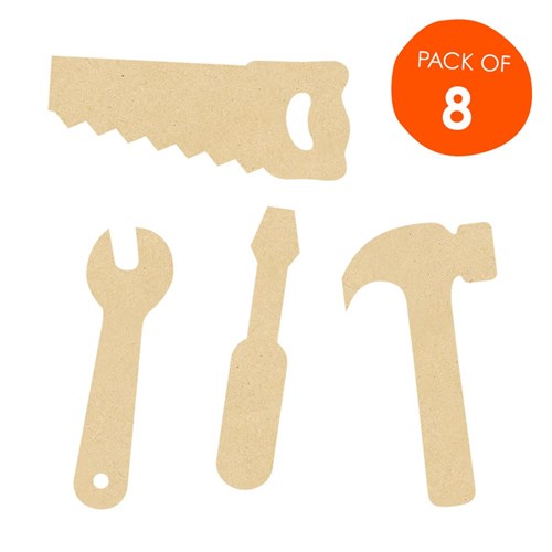 Wooden Tool Shapes - Pack of 8 | Wooden Craft | CleverPatch - Art ...