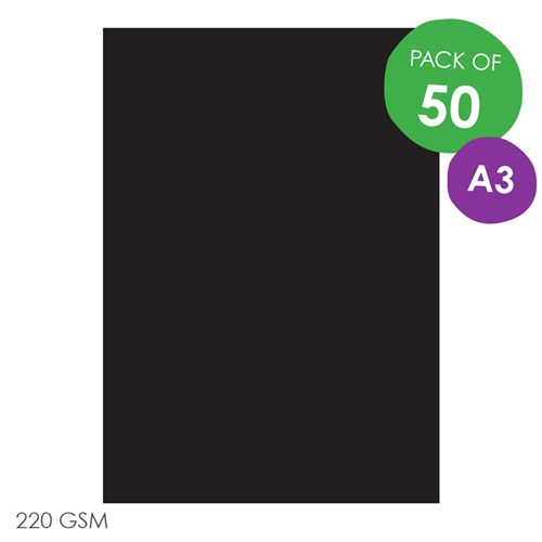 CleverPatch Cardboard - Black - A3 - Pack of 50 | Coloured Card ...