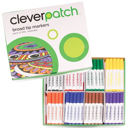 CleverPatch Broad Tip Washable Markers Classpack - Pack of 200 ...