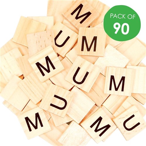 Wooden MUM Tiles - Pack of 90 | Wood Craft | CleverPatch - Art & Craft ...