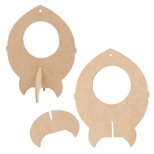 3D Wooden Rockets - Pack of 10 | CleverPatch - Art & Craft Supplies