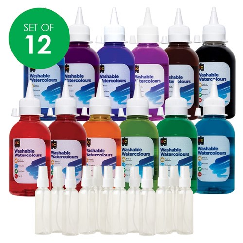 CleverPatch Liquid Watercolour - 250ml - Set of 12 Colours ...