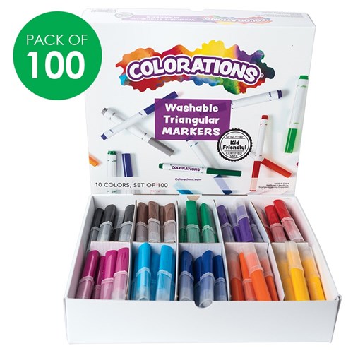 Colorations Washable Triangular Markers - Pack of 100 - CleverPatch ...