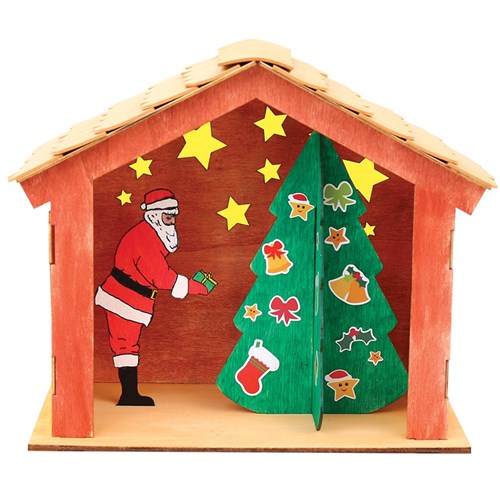 Wooden Santa House Diorama - Each - CleverPatch | CleverPatch - Art ...